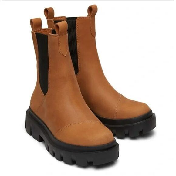 Toms | Shoes | Toms Chelsea Lug Tread Waterproof Tan Leather Suede ...